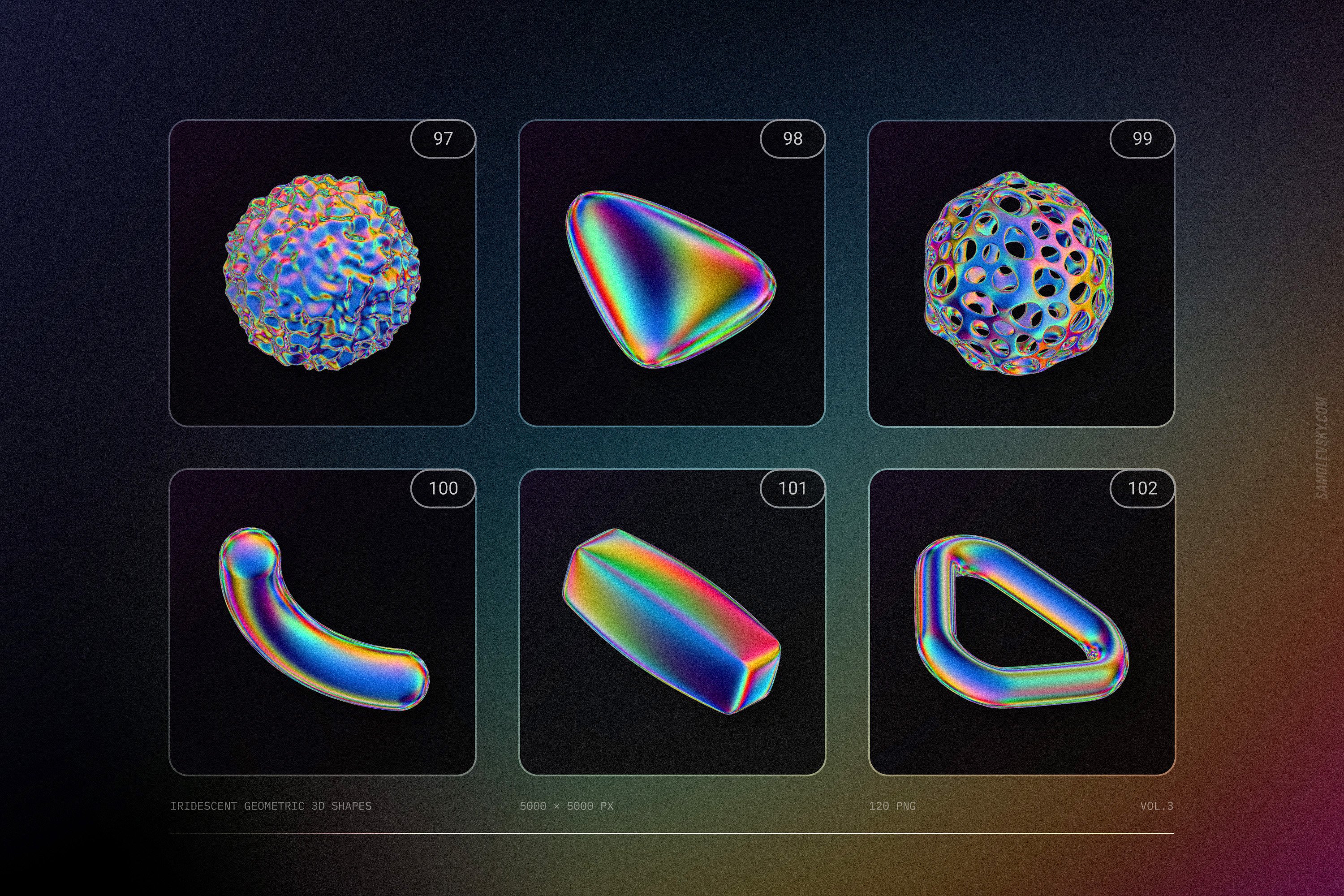 Iridescent Geometric 3D Shapes Vol3 - Design Cuts Iridescent Geometric 3D Shapes Vol3 - Design Cuts