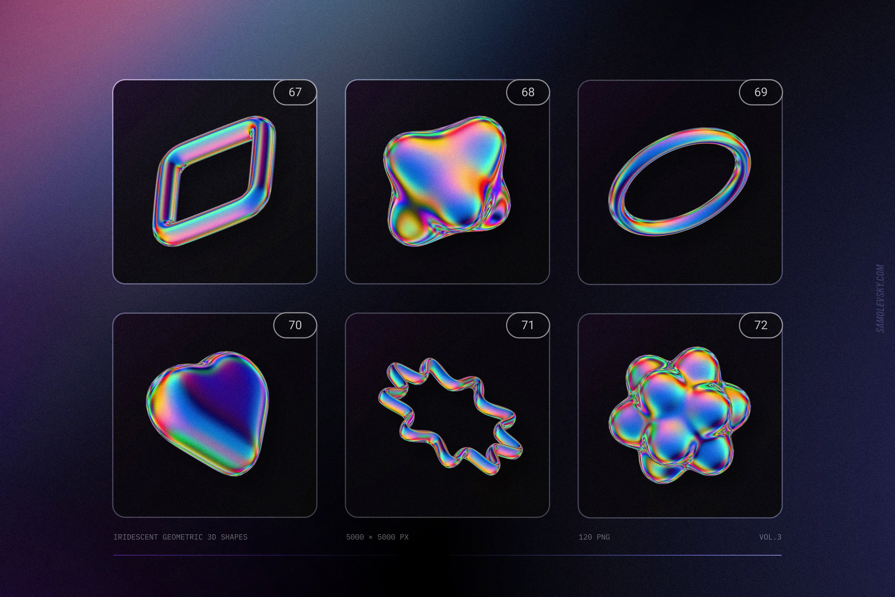 Iridescent Geometric 3D Shapes Vol3 - Design Cuts Iridescent Geometric 3D Shapes Vol3 - Design Cuts