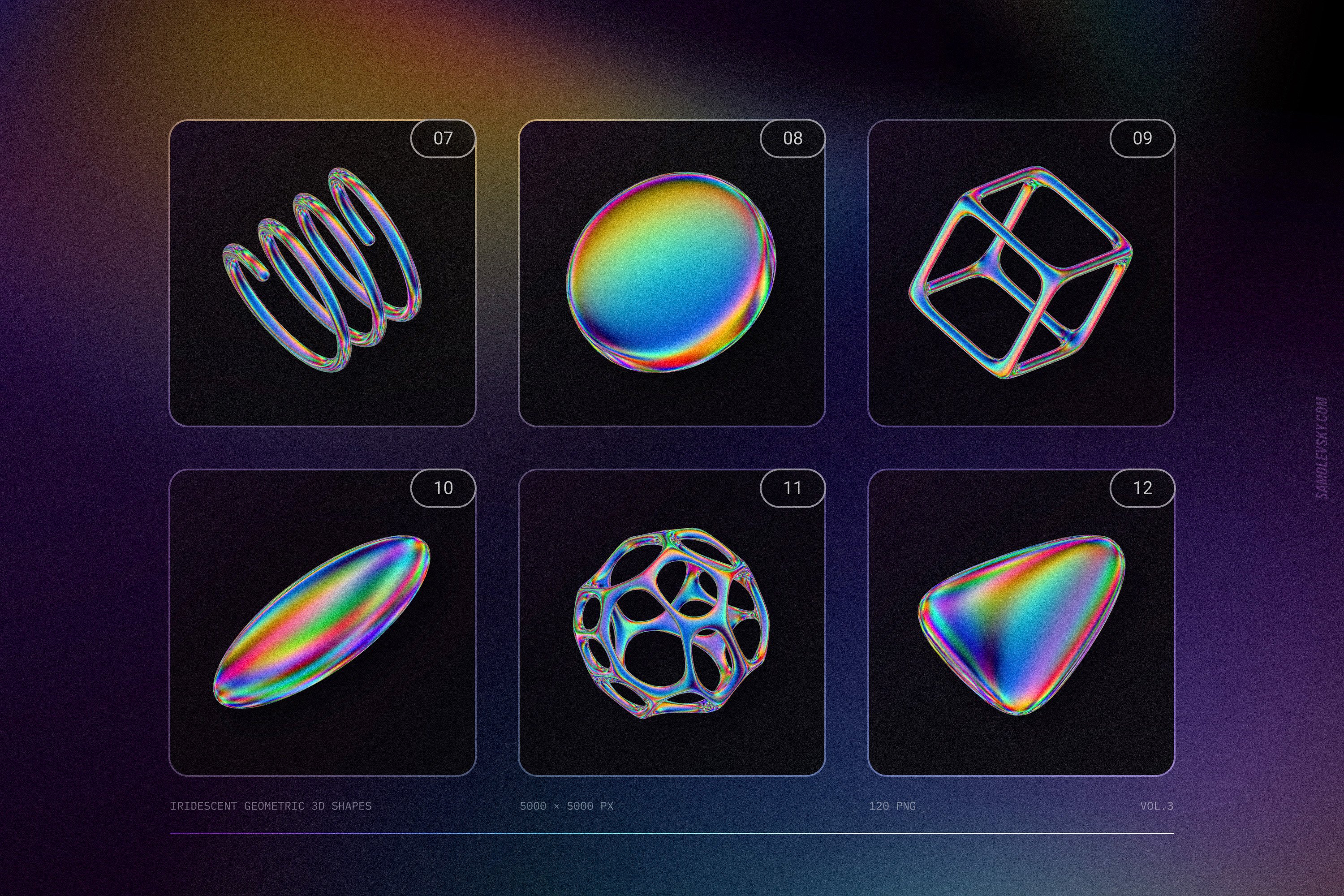 Iridescent Geometric 3D Shapes Vol3 - Design Cuts Iridescent Geometric 3D Shapes Vol3 - Design Cuts